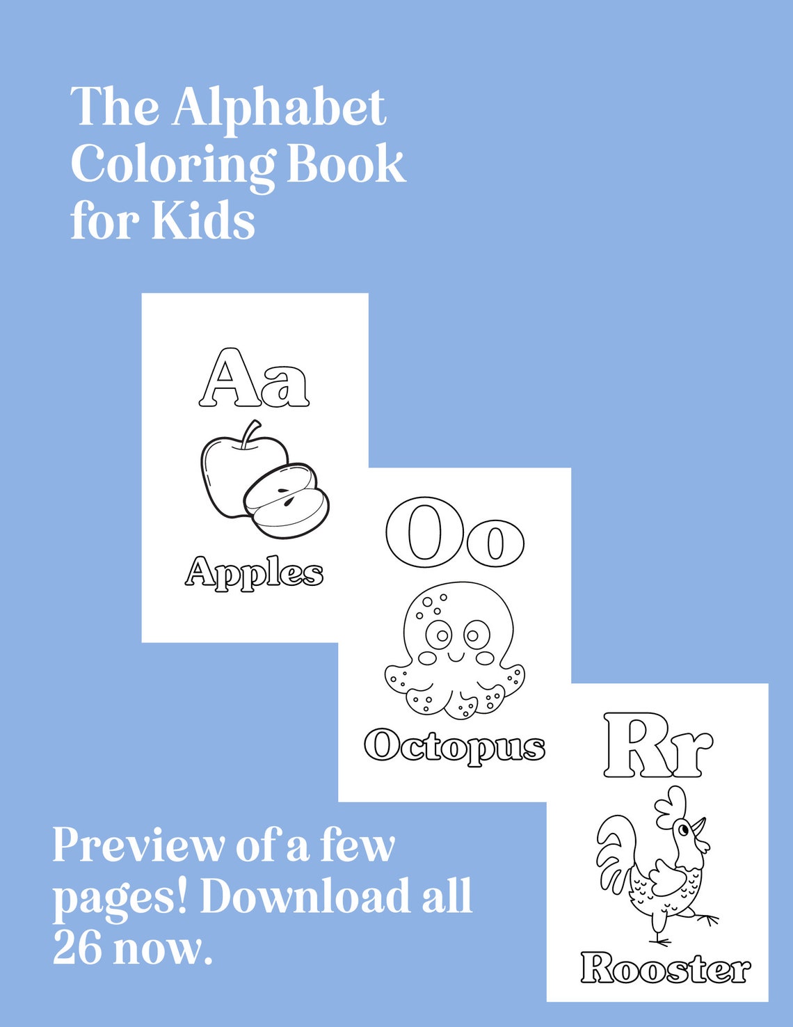 Kids Alphabet Coloring Pages- 26 Page Printable Coloring Worksheets for ...