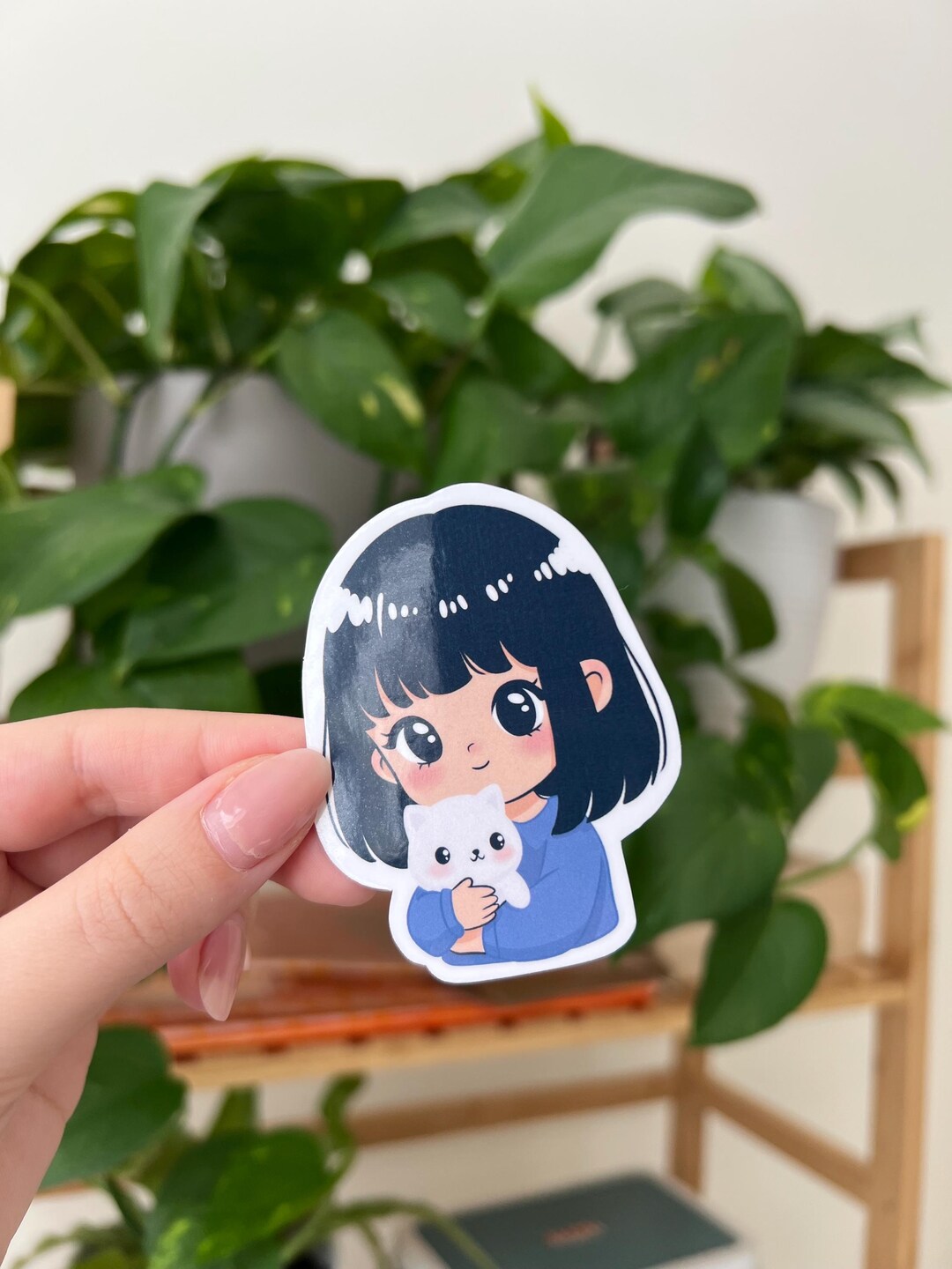Cute Kitty Hug Sticker - Etsy