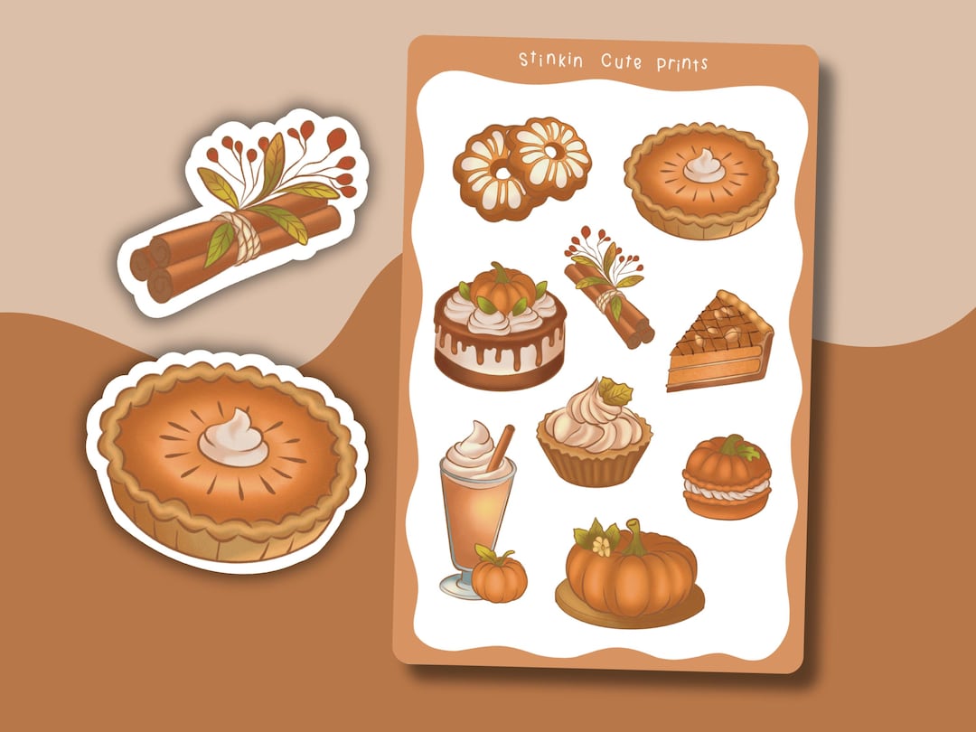Fall Pumpkin Dessert Sticker Sheet - Etsy