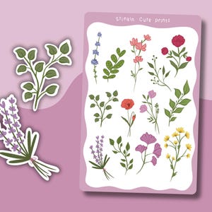 Cute Spring Wild Flowers Sticker Sheet - Etsy