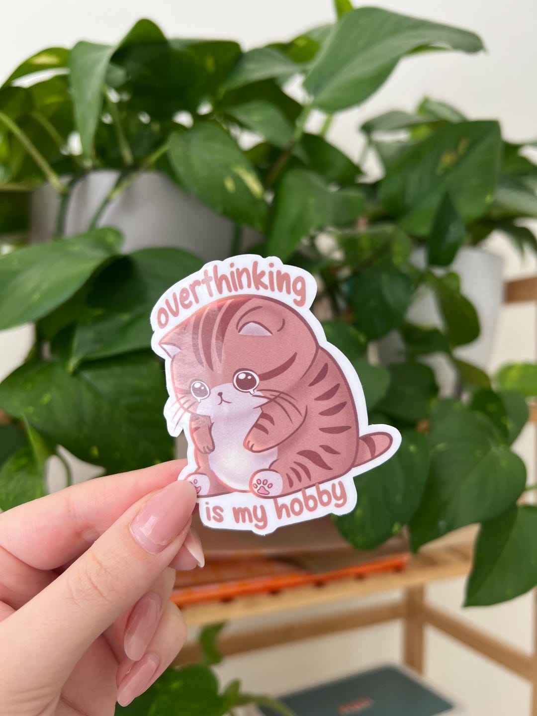 Cute Overthinking Chubby Cat Sticker - Etsy
