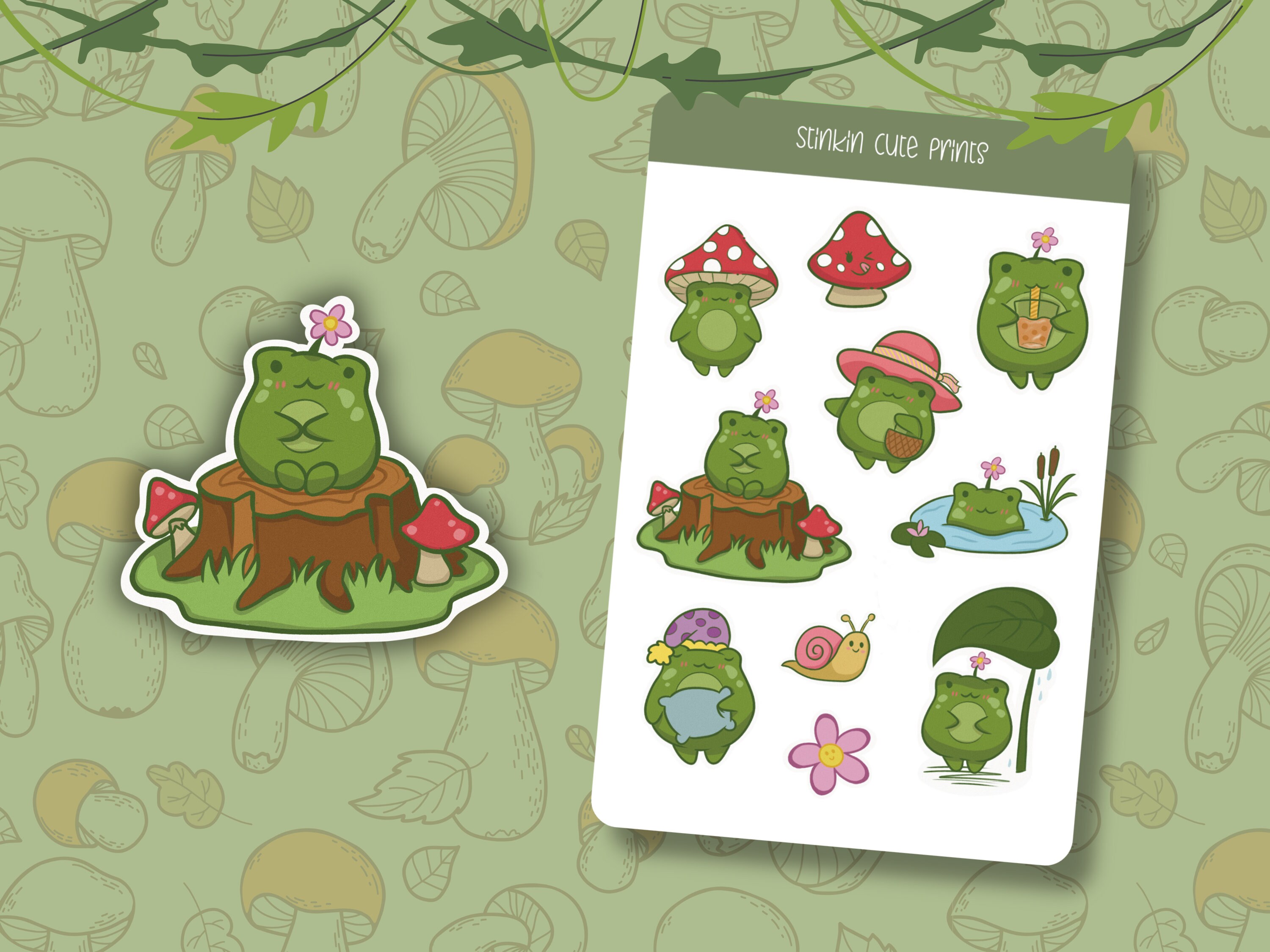 Cute Ms Ribbit Kawaii Frog Sticker Sheet Forest Stickers - Etsy