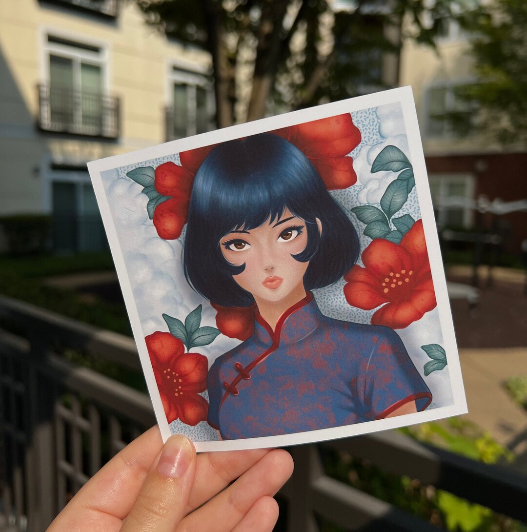Cute Poppy Flowers Chinese Qipao Girl Mini Print - Etsy