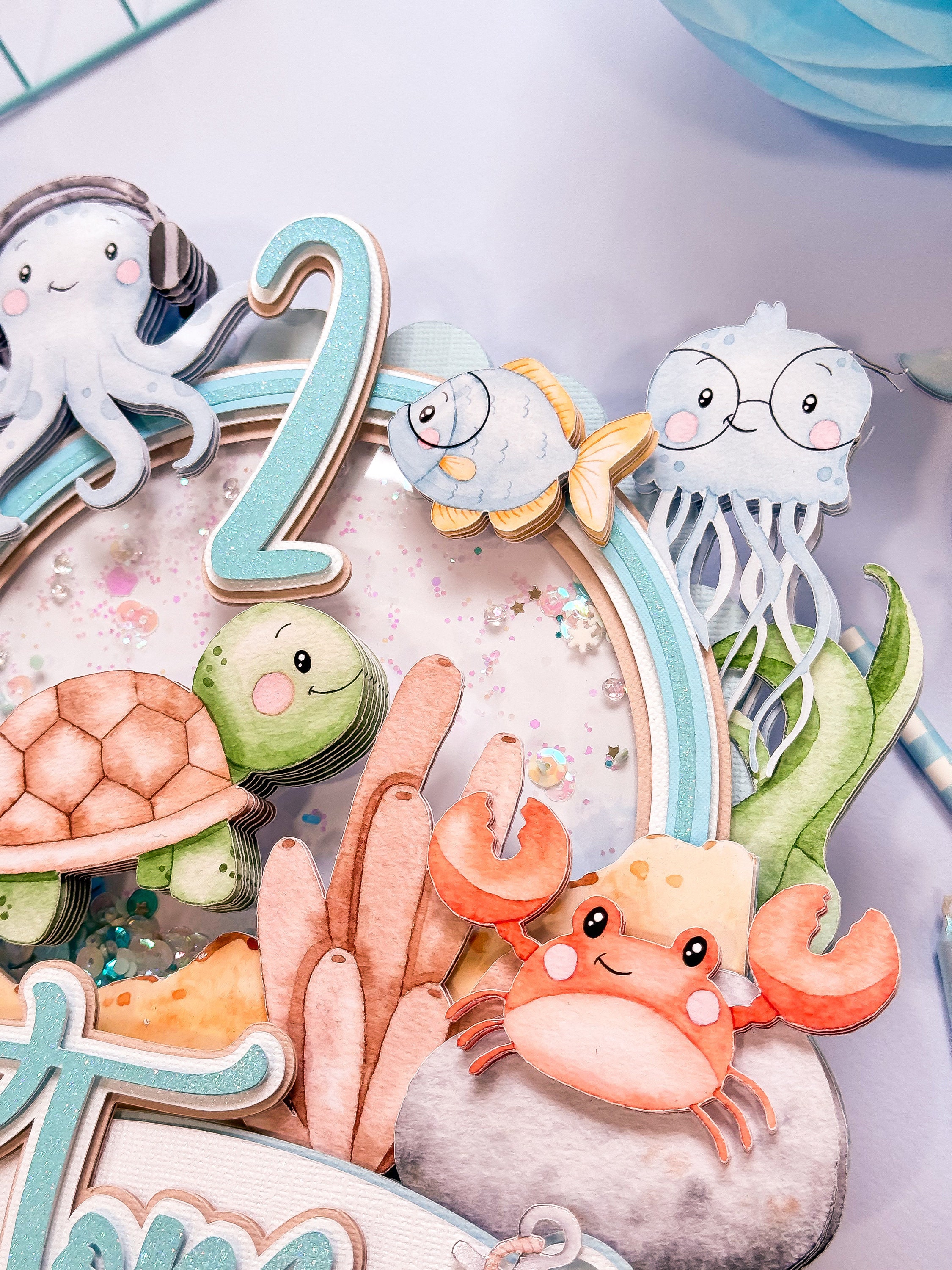 Under the Sea Animals Cake Topper, Cute Sea Animals Birthday Theme Cake ...