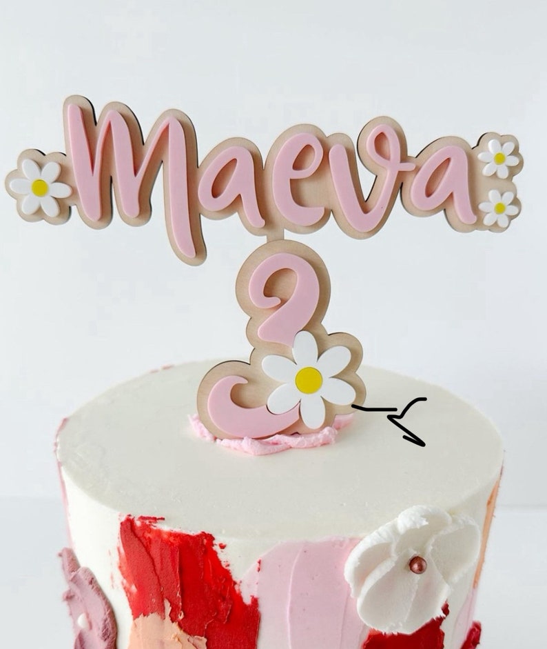 Custom Name Cake Topper, Retro Groovy Daisy Flower - Etsy