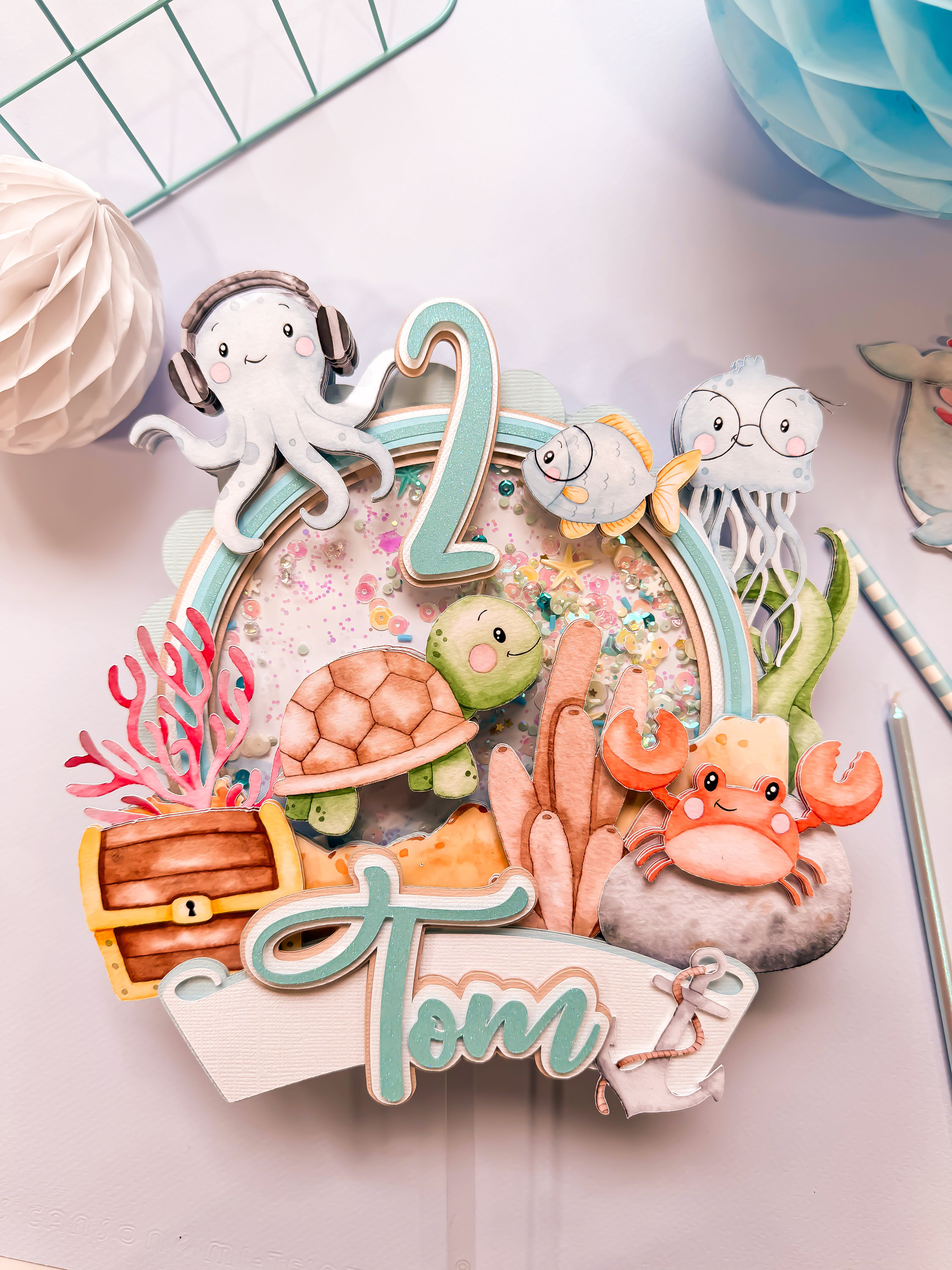 Under the Sea Animals Cake Topper, Cute Sea Animals Birthday Theme Cake ...