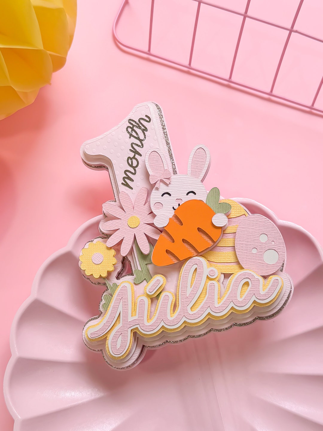 Bunny Cake Topper, Bunny Birthday Theme Cake Topper - Etsy