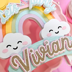 Rainbow Cake Topper, Rainbow Birthday Theme Cake Topper - Etsy