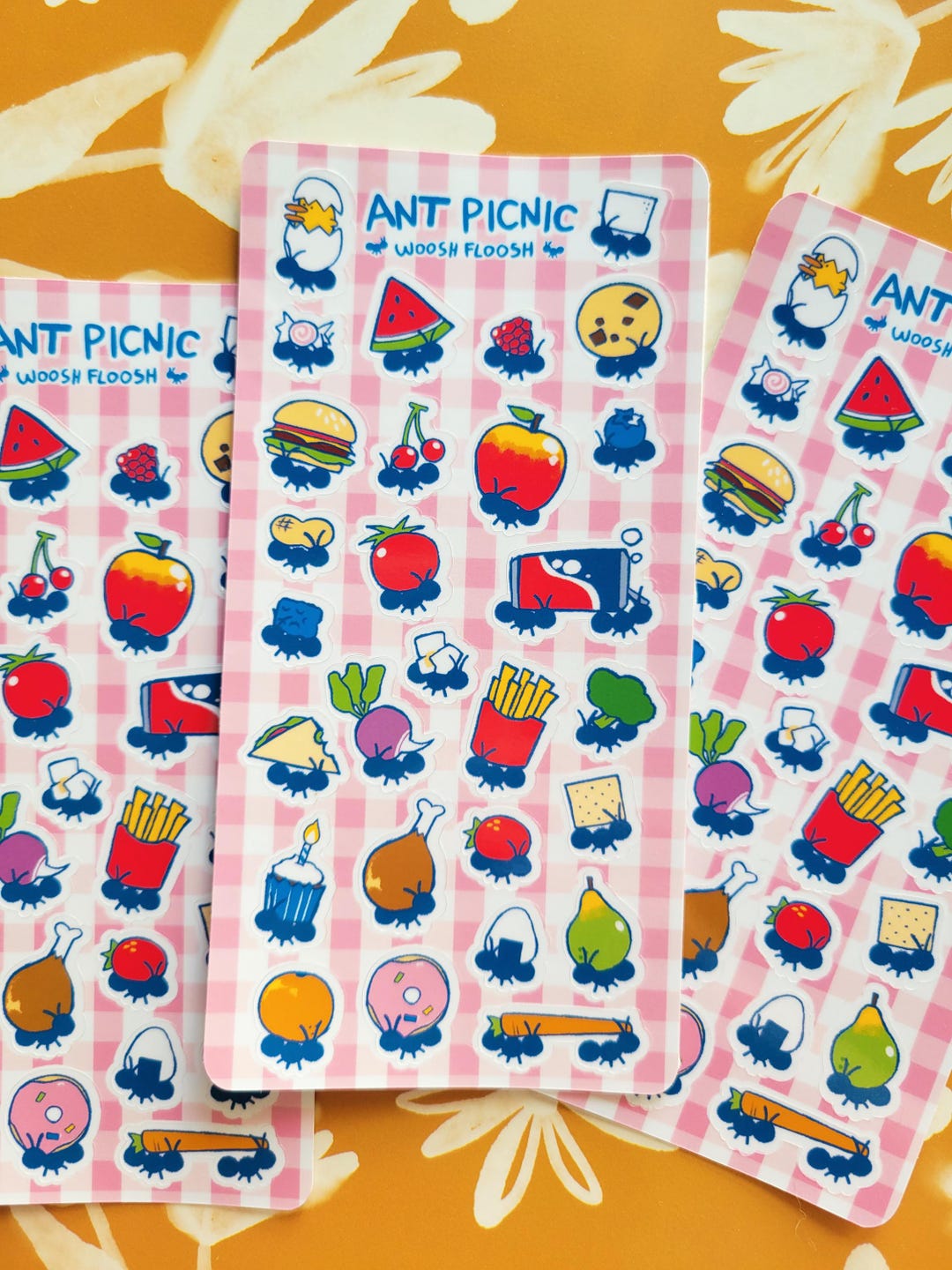 Ant Picnic Sticker Sheet | 6 X 3 Inch Water Resistant Handmade Vinyl ...