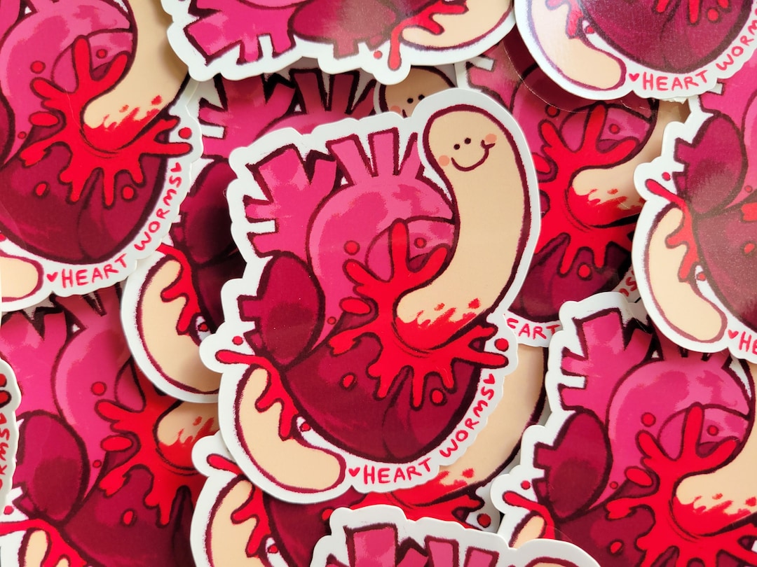 Heart Worms Sticker | Parasite Themed Sticker | 3 Inch / 7.5 Centimeter ...