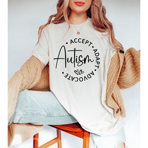 Autism Month Shirt, Autism Shirts Awareness Shirt, Accept Adapt ...