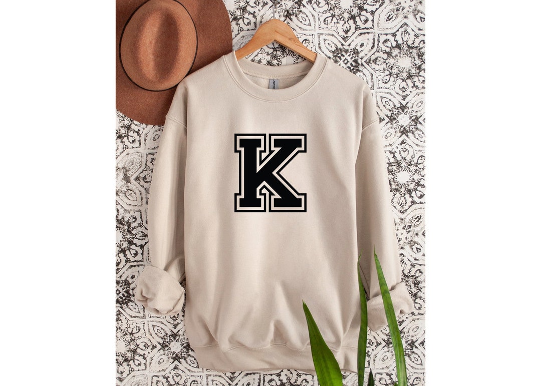 College Style Alphabet Initial Sweatshirt, Letter Name Sweatshirt ...
