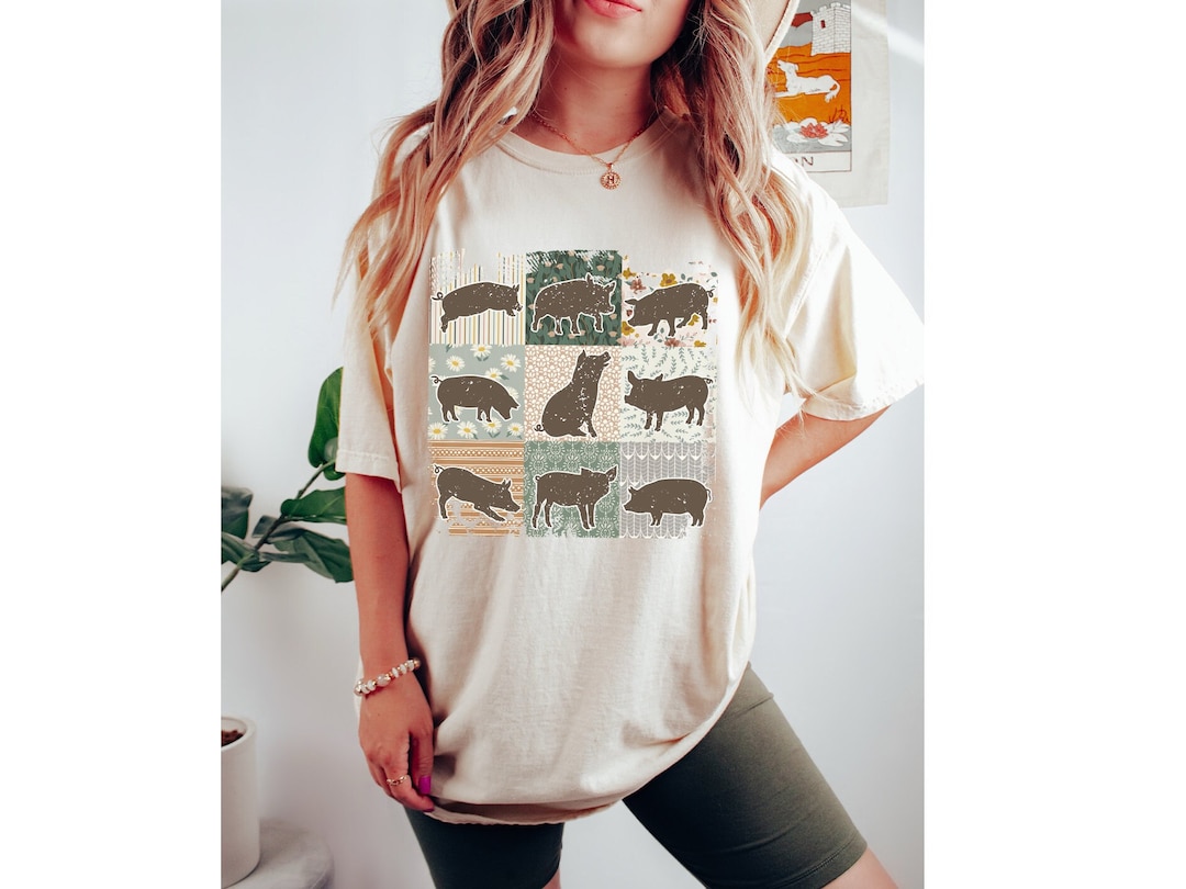 Comfort Colors Boho Pig Shirt, Retro Pet Pigs Hoodie, Floral Farmhouse ...