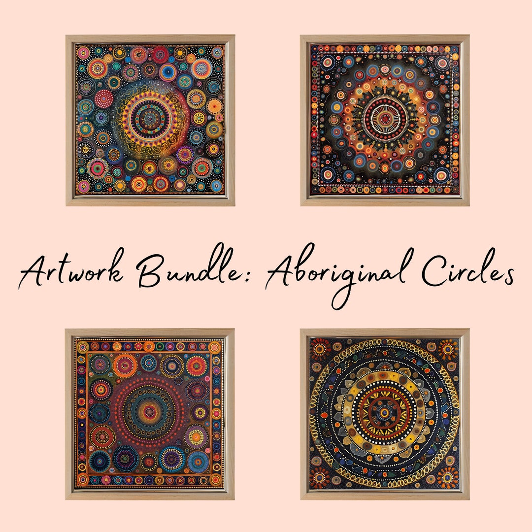 Aboriginal Circles Artwork Bundle [set of 4 Art Prints], 300 DPI ...