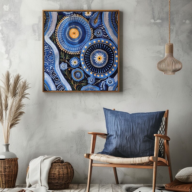 Aboriginal Blue Pattern Art Print, 300 DPI, Instant Download, Digital ...