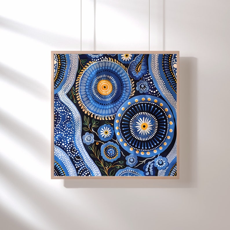 Aboriginal Blue Pattern Art Print, 300 DPI, Instant Download, Digital ...