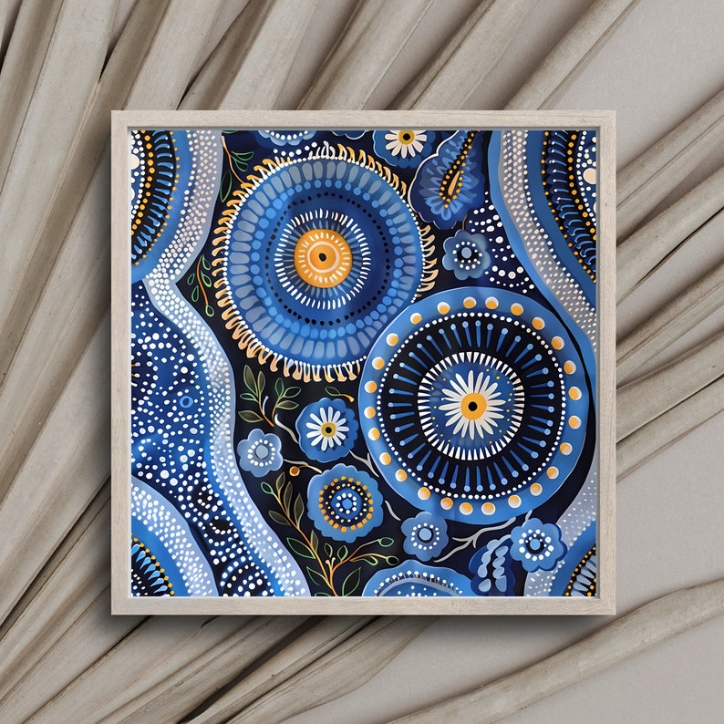 Aboriginal Blue Pattern Art Print, 300 DPI, Instant Download, Digital ...