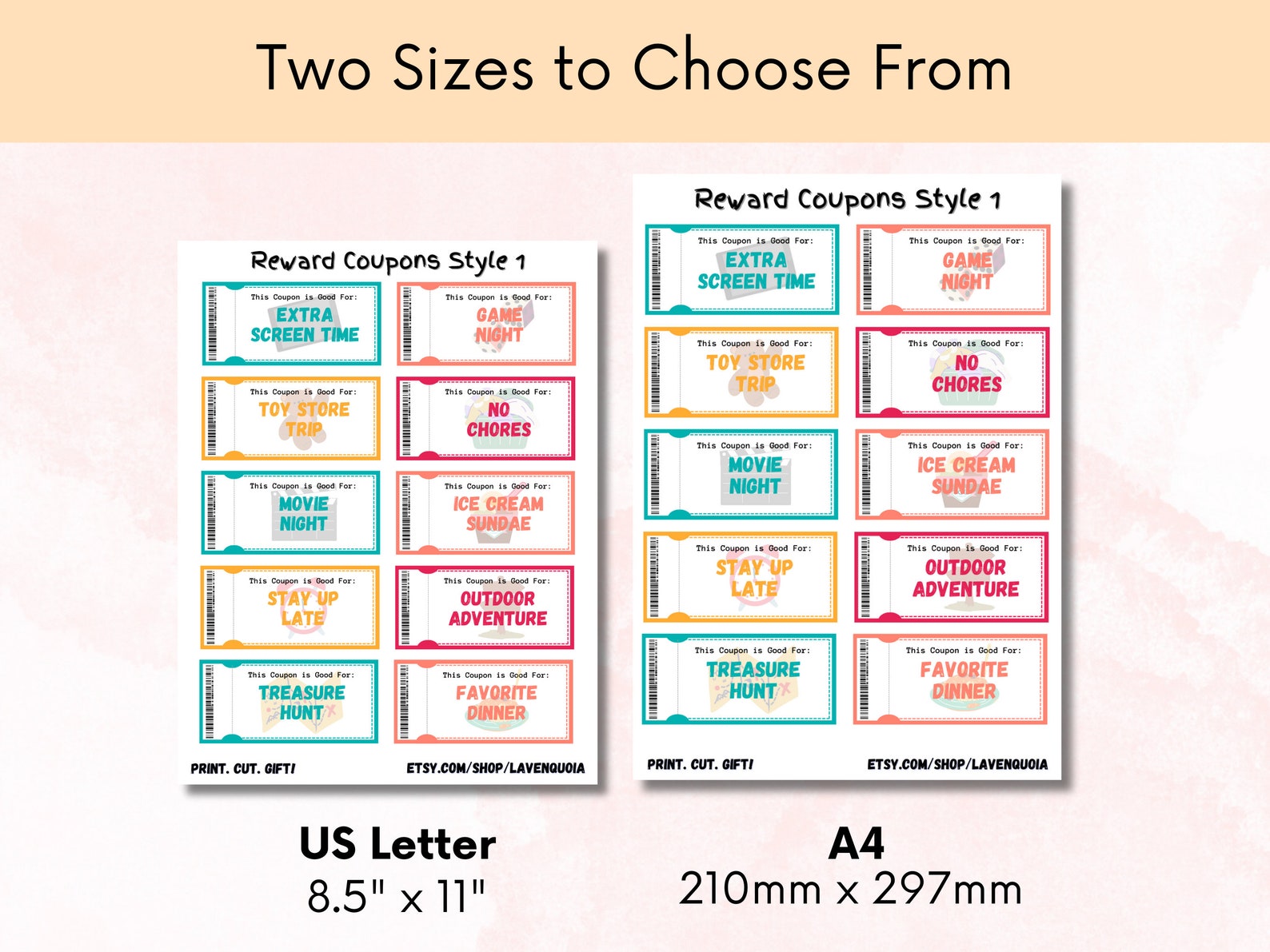 Kids Reward Coupons Printable | Coupon Books for Toddlers | Birthday ...