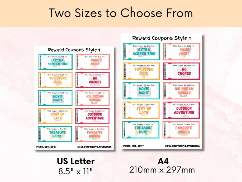 Kids Reward Coupons Printable | Coupon Books for Toddlers | Birthday ...