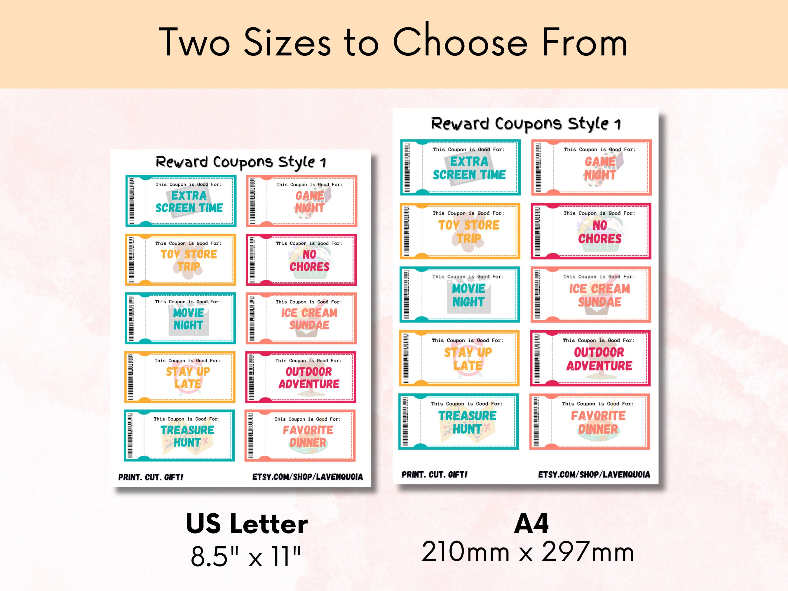 Kids Reward Coupons Printable | Coupon Books for Toddlers | Birthday ...