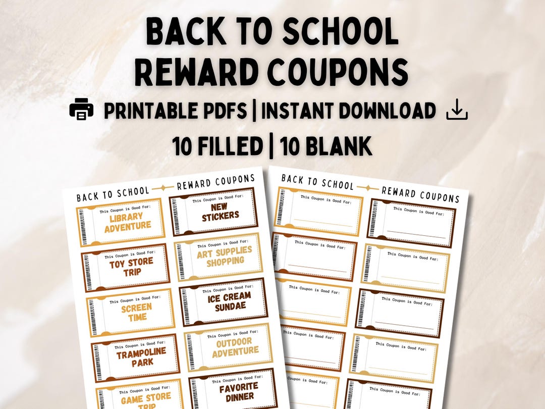 Back to School Reward Coupons, Coupons for Good Behavior, Reward ...