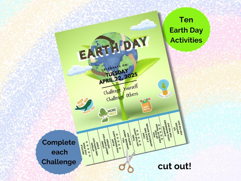 Earth Day Printable Poster, Tear off Activities, Challenges, Lessons ...