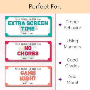 Kids Reward Coupons Homeschool Kawaii Gifts Under 20 Birthday Gift for ...