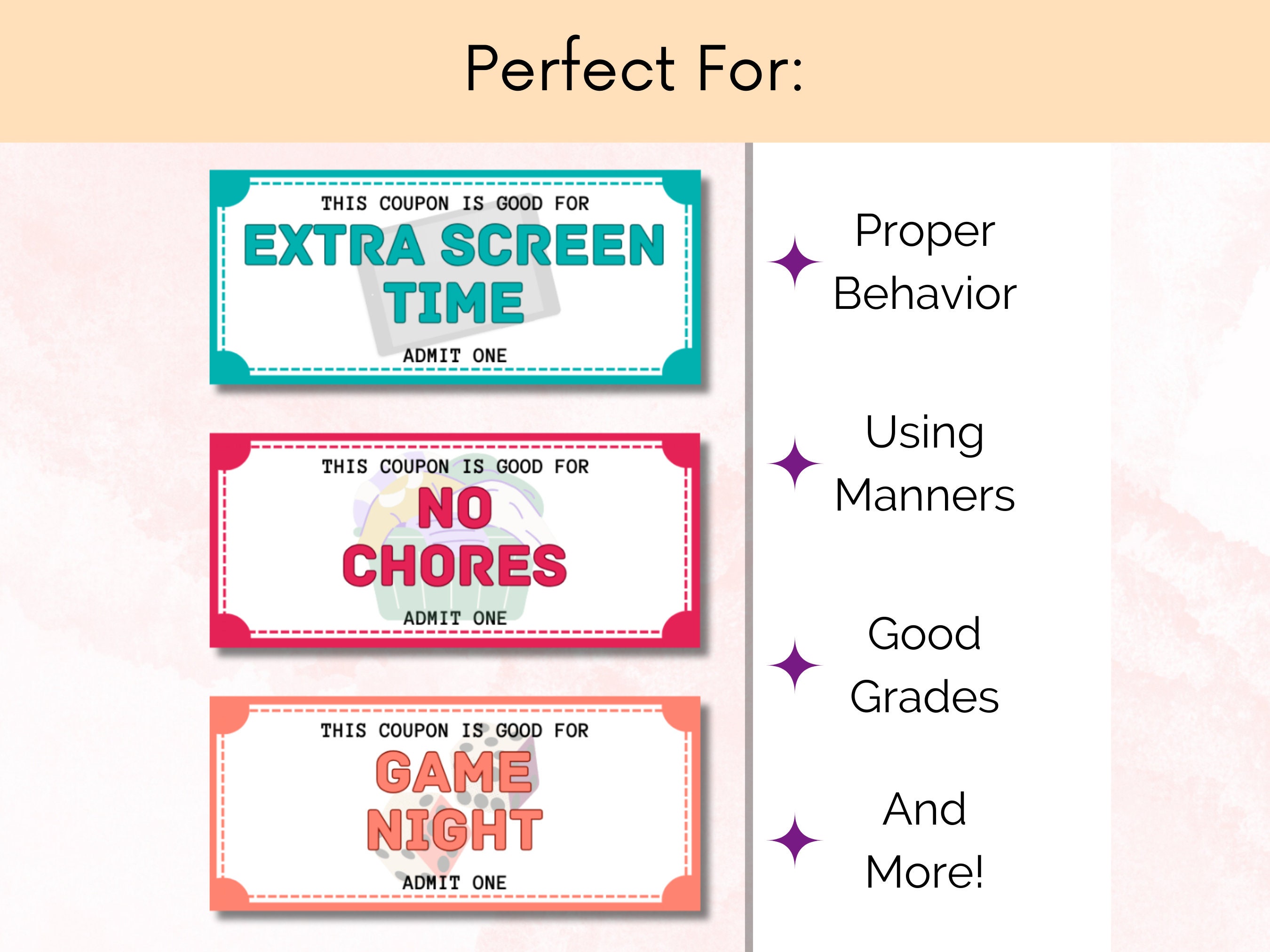 Kids Reward Coupons Homeschool Kawaii Gifts Under 20 Birthday Gift for ...