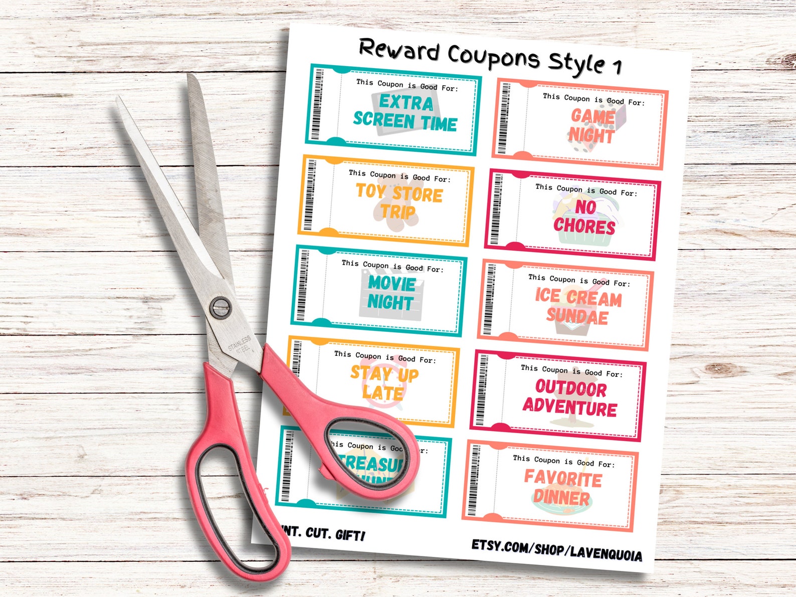 Kids Reward Coupons Printable | Coupon Books for Toddlers | Birthday ...