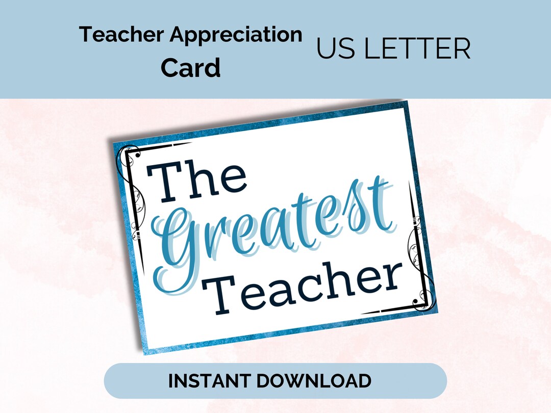 Printable Teacher Appreciation Card | Cute Thank You Note | Teacher ...