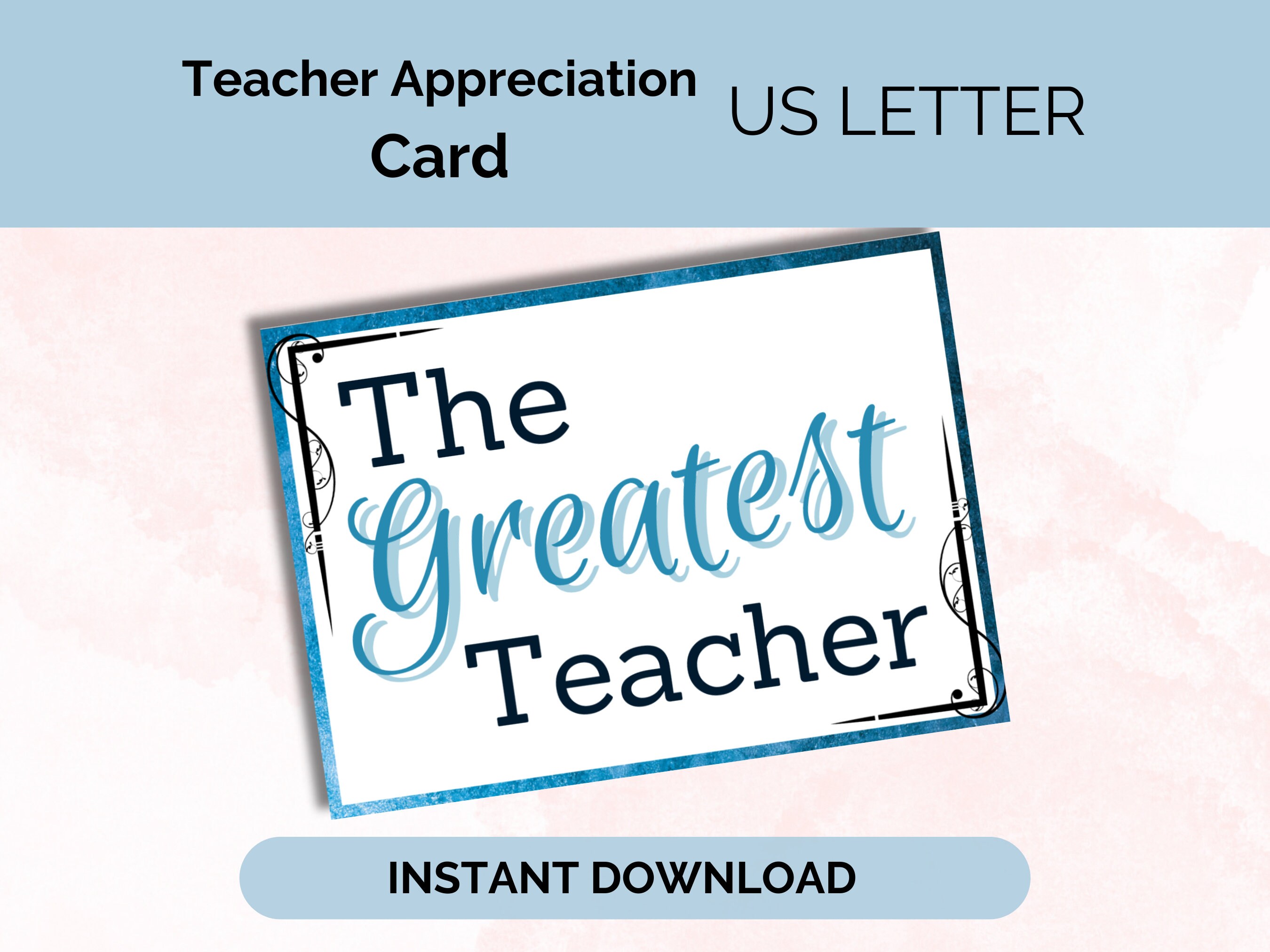 Printable Teacher Appreciation Card Cute Thank You Note Teacher Gift ...