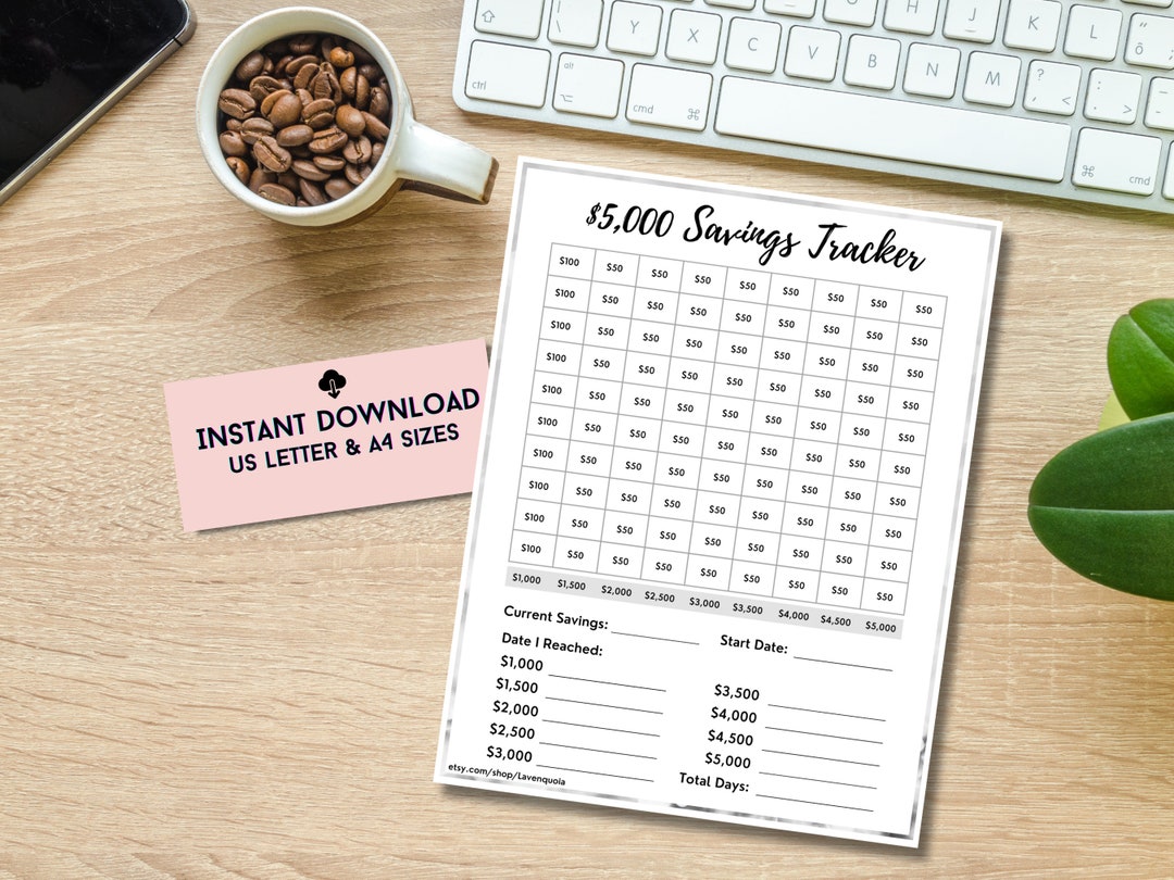 5k Savings Challenge Printable Budget Tracker | 40th Birthday Gift for ...