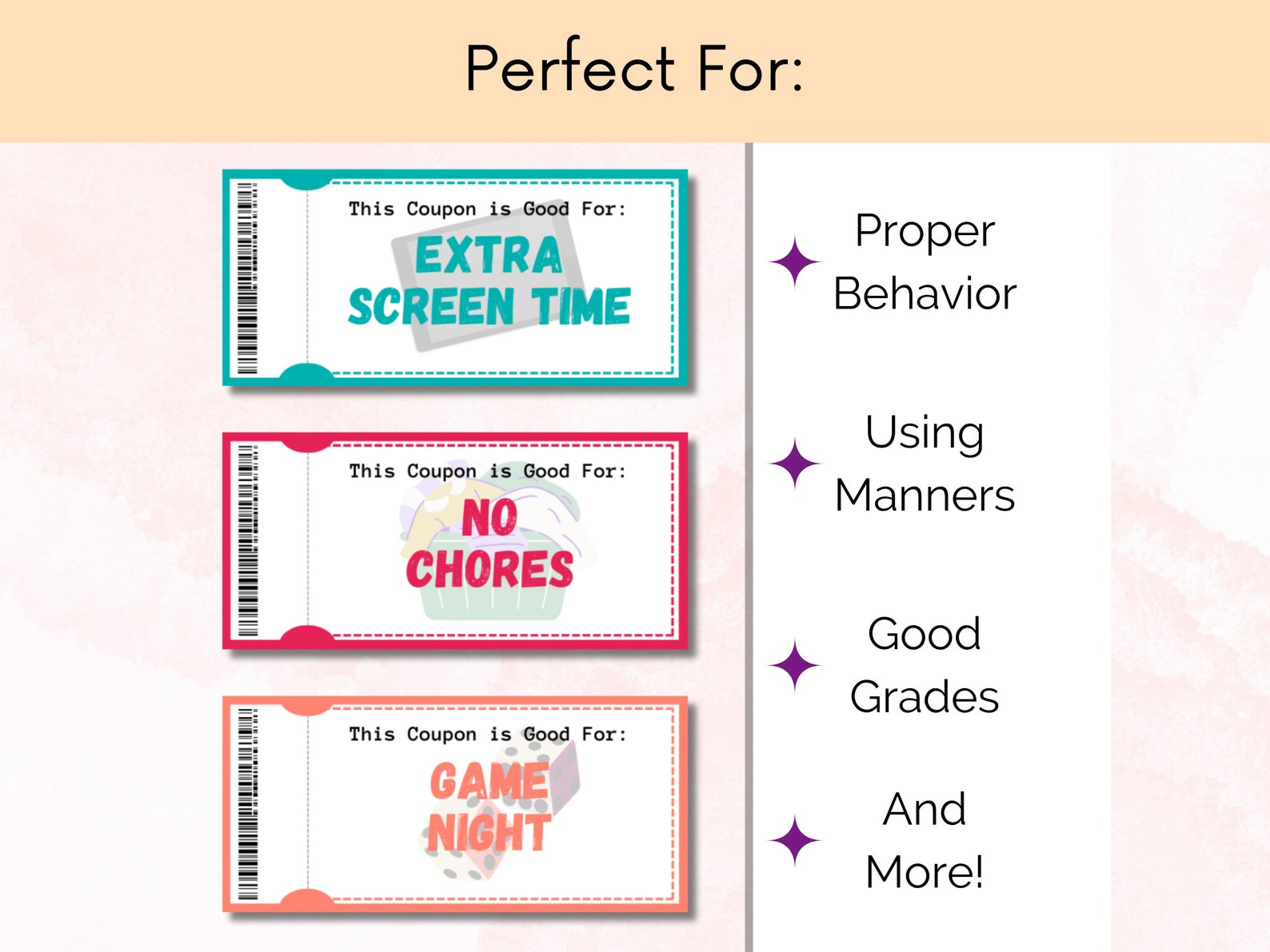 Kids Reward Coupons Printable | Coupon Books for Toddlers | Birthday ...