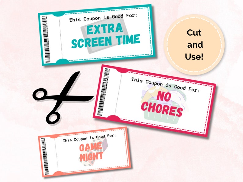 Kids Reward Coupons Printable | Coupon Books for Toddlers | Birthday ...