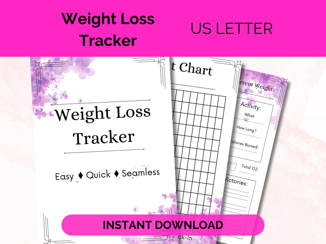Printable Weight Loss Tracker, Fitness Planner, Instant Download Health ...