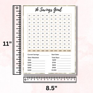 1k Savings Goal Tracker Printable, Financial Challenge Planner, Money ...