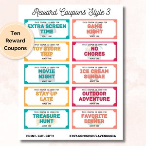 Kids Reward Coupons Homeschool Kawaii Gifts Under 20 Birthday Gift for ...