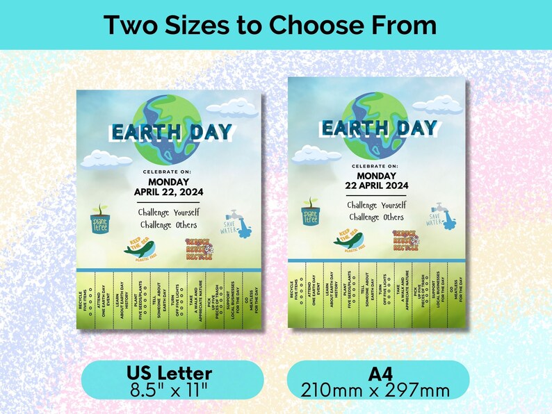 Earth Day Printable Poster, Tear off Activities, Challenges, Lessons ...