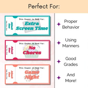 Kids Reward Coupons Digital Download Reward System for Kids Activities ...