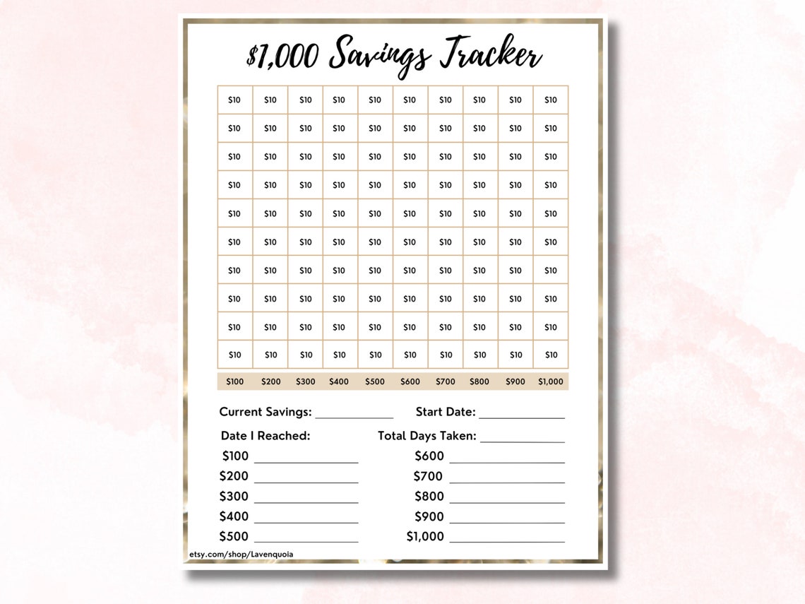 1k Savings Challenge Printable Digital Download Monthly Budget Expense ...
