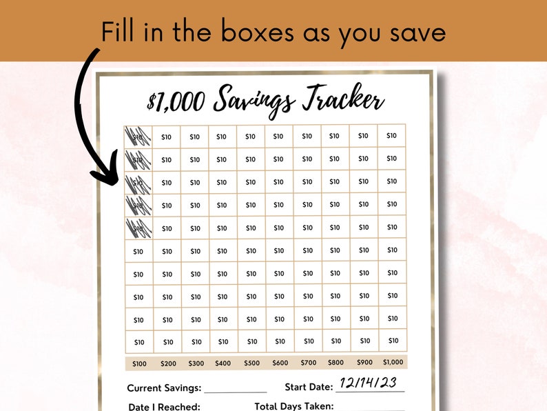 1k Savings Challenge Printable Digital Download Monthly Budget Expense ...