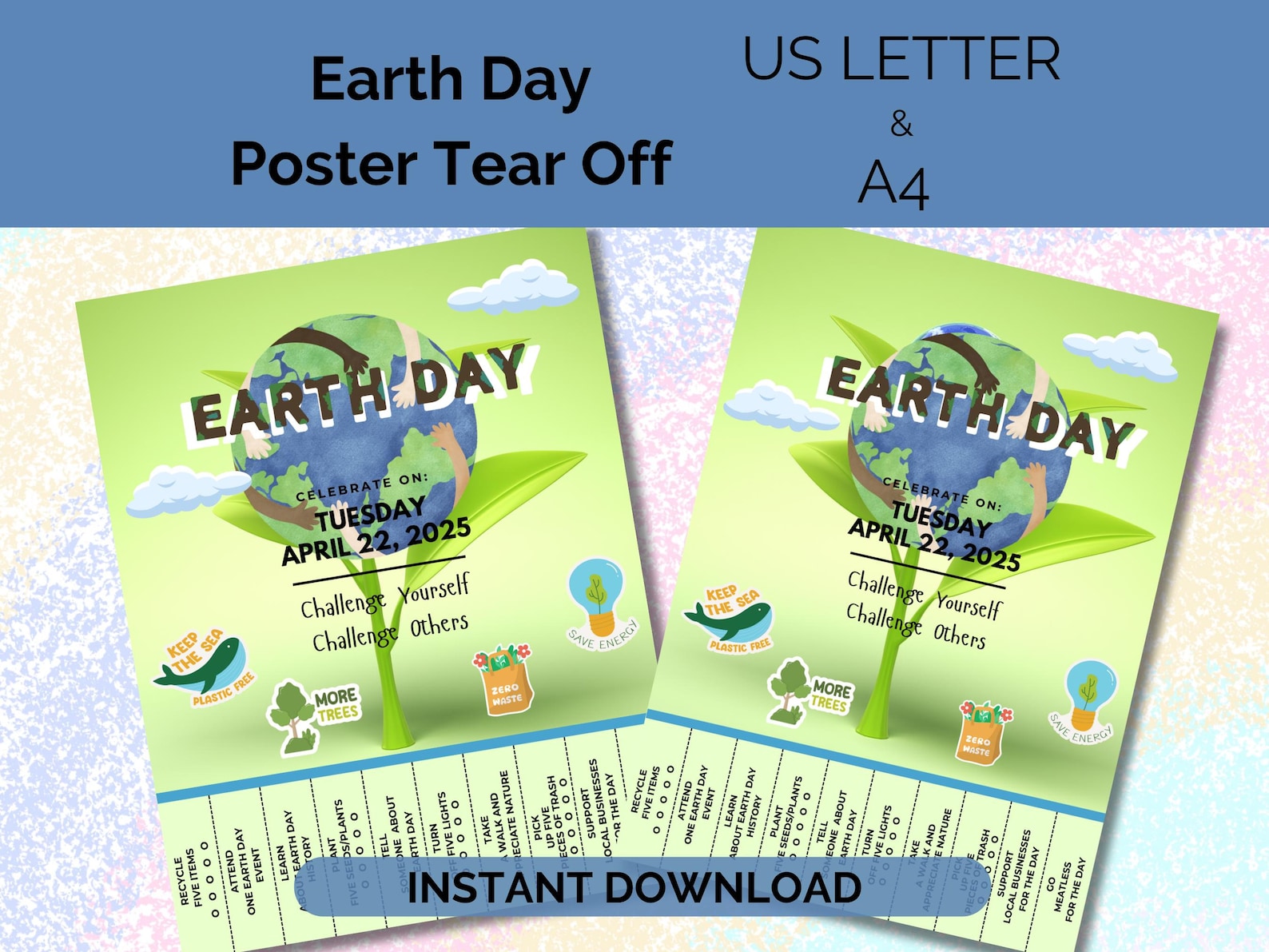 Earth Day Printable Poster, Tear off Activities, Challenges, Lessons ...