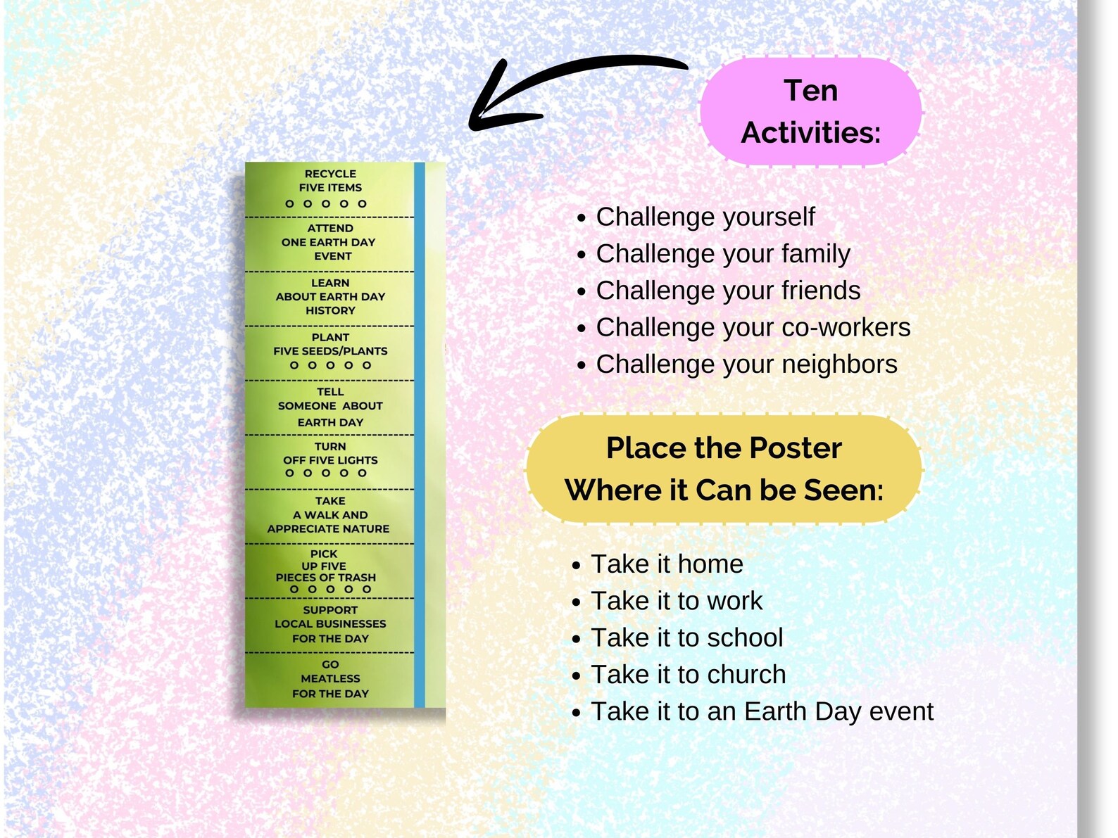 Earth Day Printable Poster, Tear off Activities, Challenges, Lessons ...