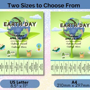 Earth Day Printable Poster, Tear off Activities, Challenges, Lessons ...