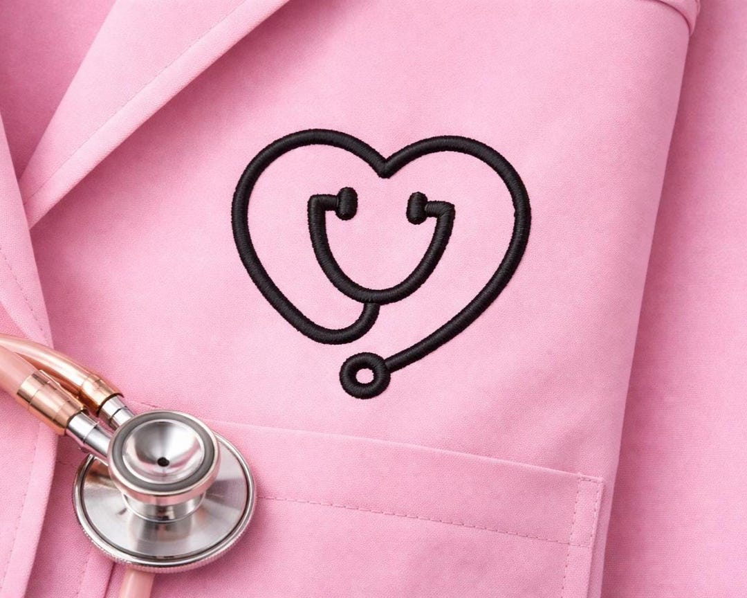 Heart Stethoscope Embroidery Design | Minimal Medical Embroidery for ...