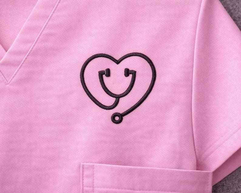 Heart Stethoscope Embroidery Design | Minimal Medical Embroidery for ...