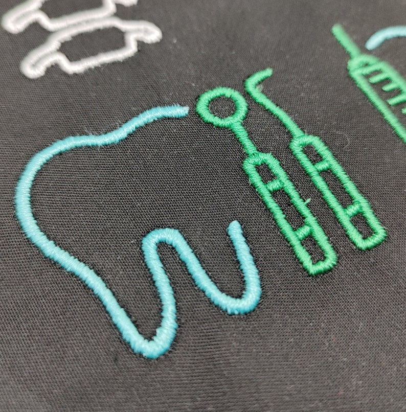 Dental Embroidery Design | Tooth & Tools Line Art Logo | Dentist ...