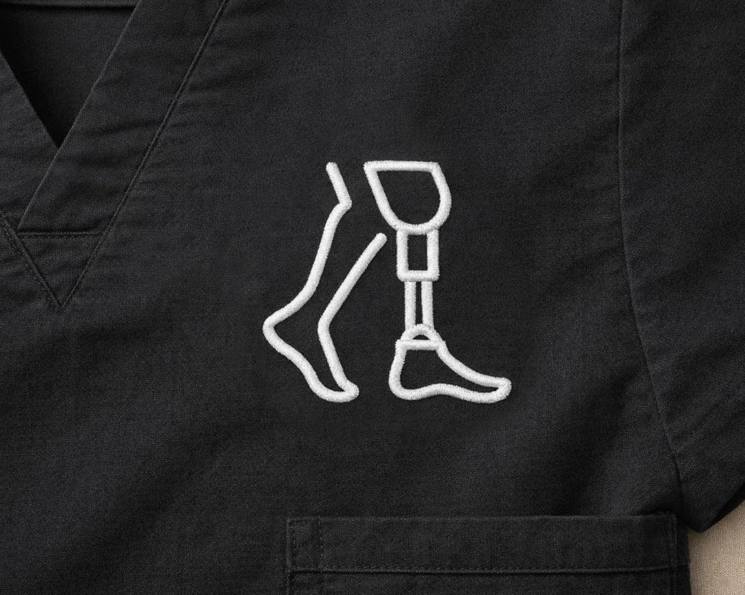 Prosthetic Leg Line Outline Embroidery for Medical Wear - Etsy