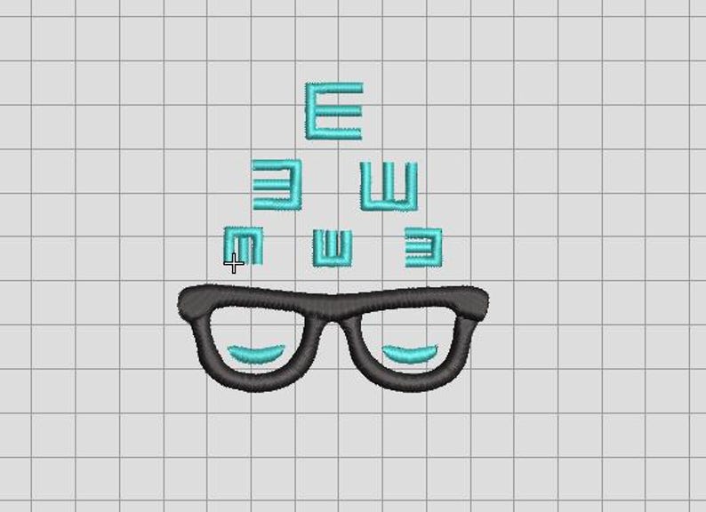 Optometry Embroidery Design | Eye Chart & Glasses Line Art ...
