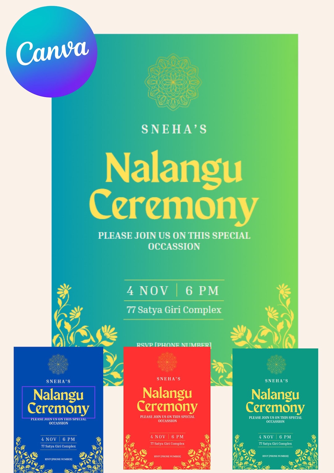 Nalangu South Indian Wedding Invitation Digital - Etsy